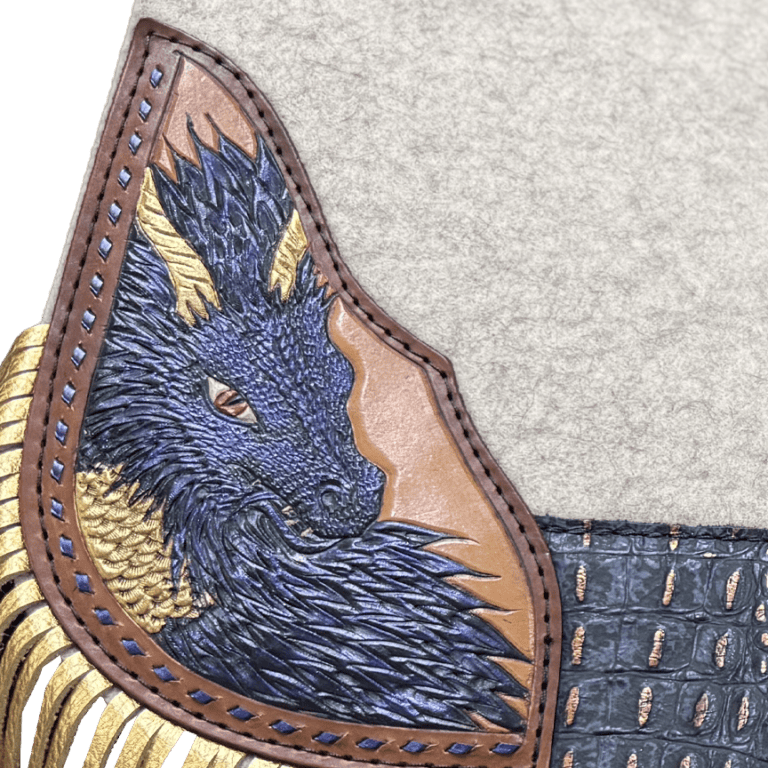 Dragon Rider – Red: Hand Tooled 5 Star Pure Wool Saddle Pad
