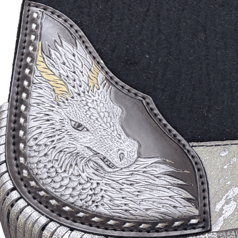Dragon Rider – Gold: Hand Tooled 5 Star Pure Wool Saddle Pad